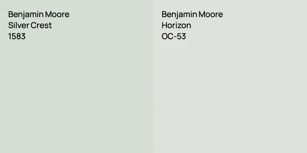 Benjamin Moore Silver Crest vs. Benjamin Moore Horizon comparison