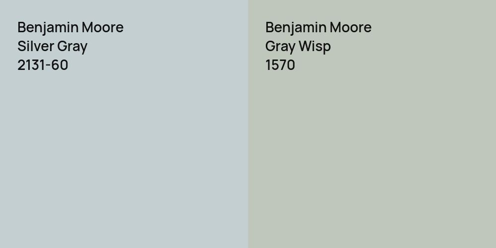 Benjamin Moore Silver Gray vs. Benjamin Moore Gray Wisp comparison