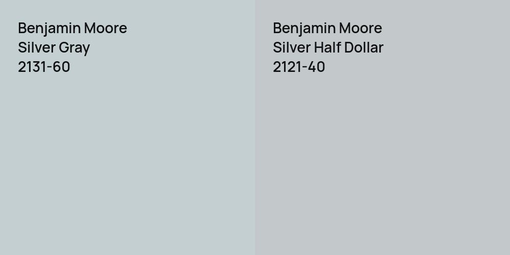 Benjamin Moore Silver Gray vs. Benjamin Moore Silver Half Dollar comparison