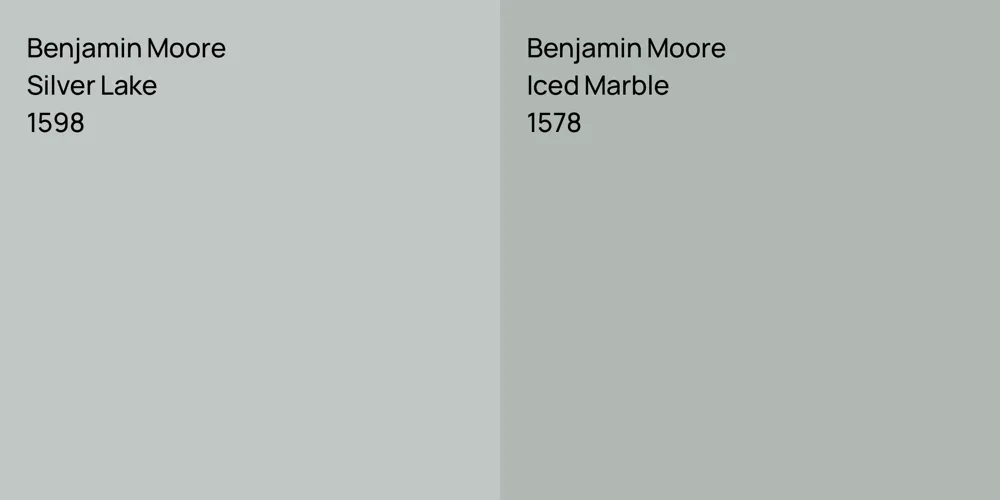 Benjamin Moore Silver Lake vs. Benjamin Moore Iced Marble comparison