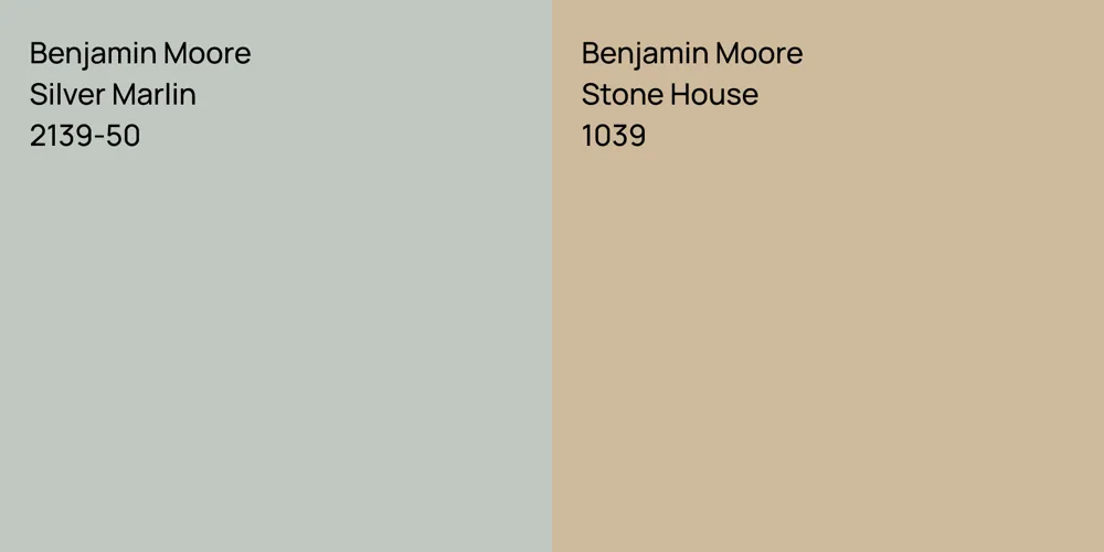Benjamin Moore Silver Marlin vs. Benjamin Moore Stone House comparison