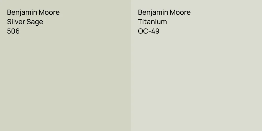 Benjamin Moore Silver Sage vs. Benjamin Moore Titanium comparison