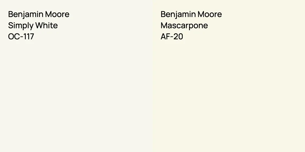 Benjamin Moore Simply White vs. Benjamin Moore Mascarpone comparison