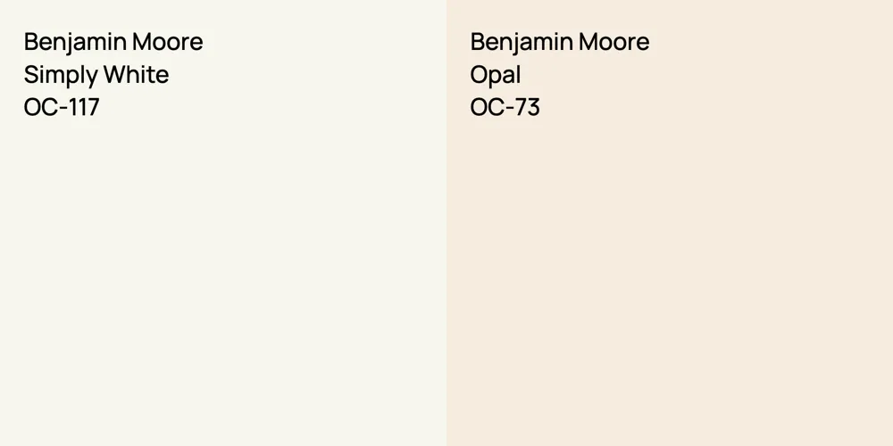 Benjamin Moore Simply White vs. Benjamin Moore Opal comparison