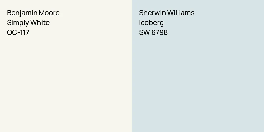 Benjamin Moore Simply White vs. Sherwin Williams Iceberg comparison