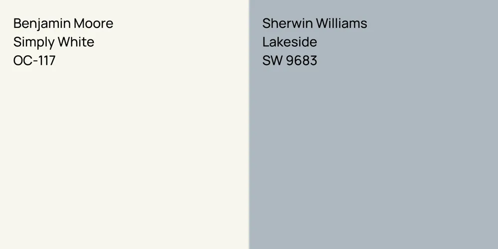 Benjamin Moore Simply White vs. Sherwin Williams Lakeside comparison