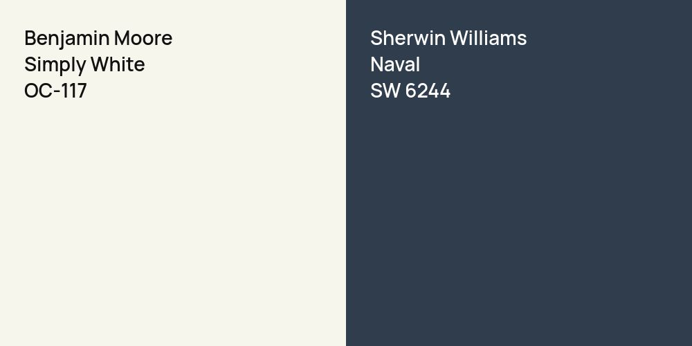Benjamin Moore Simply White vs. Sherwin Williams Naval comparison
