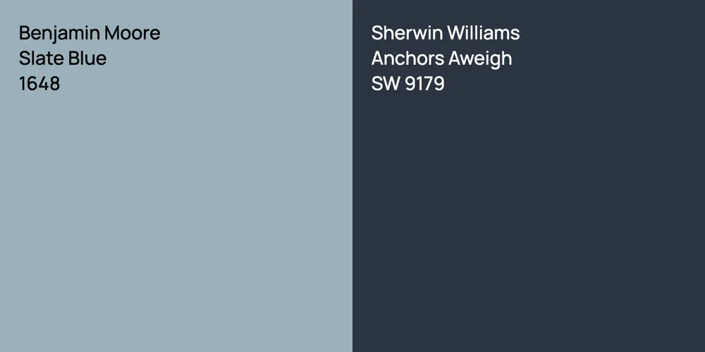 Benjamin Moore Slate Blue vs. Sherwin Williams Anchors Aweigh comparison