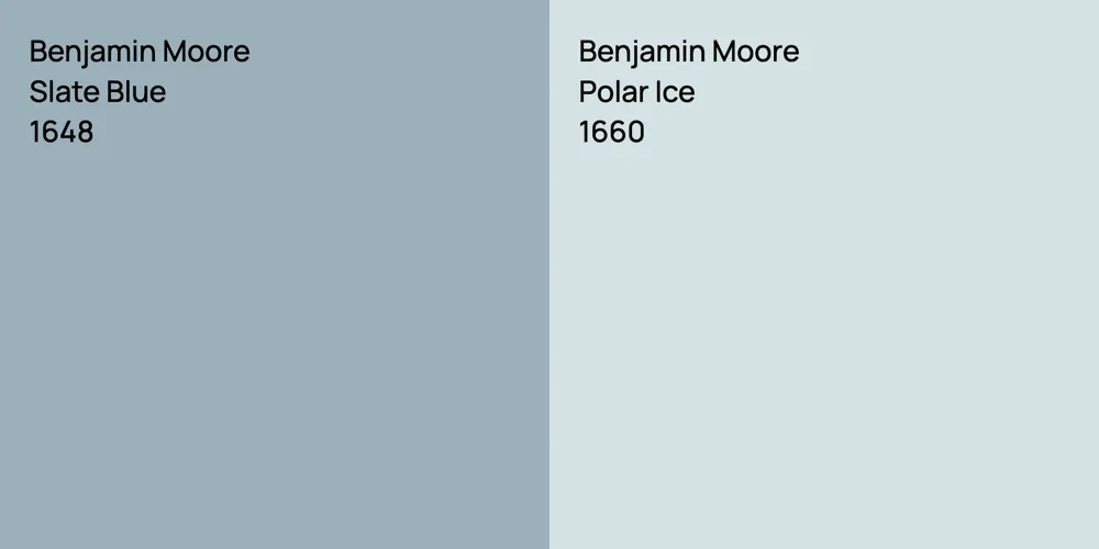 Benjamin Moore Slate Blue vs. Benjamin Moore Polar Ice comparison