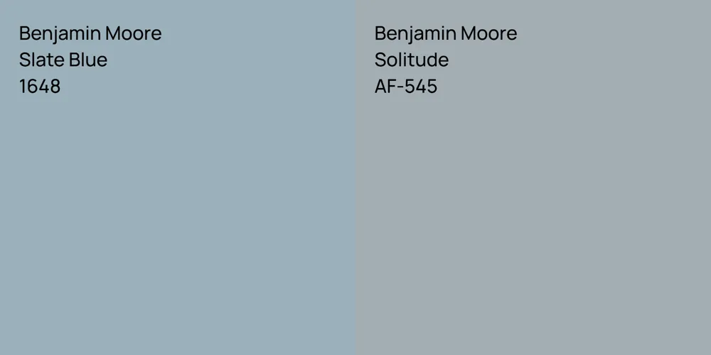 Benjamin Moore Slate Blue vs. Benjamin Moore Solitude comparison