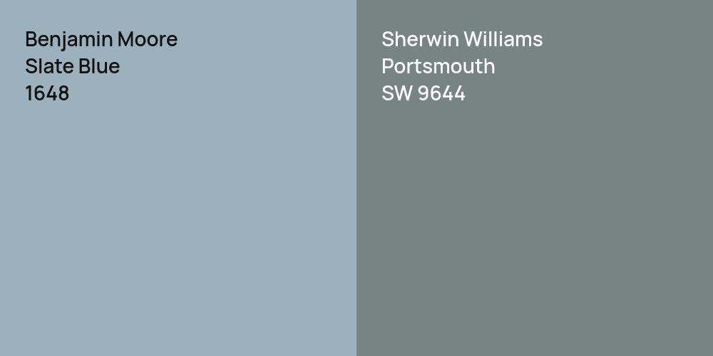Benjamin Moore Slate Blue vs. Sherwin Williams Portsmouth comparison