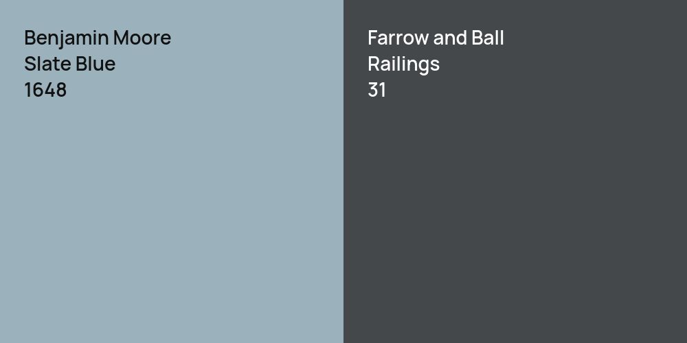 Benjamin Moore Slate Blue vs. Farrow and Ball Railings comparison