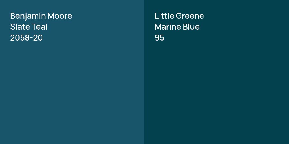 Benjamin Moore Slate Teal vs. Little Greene Marine Blue comparison