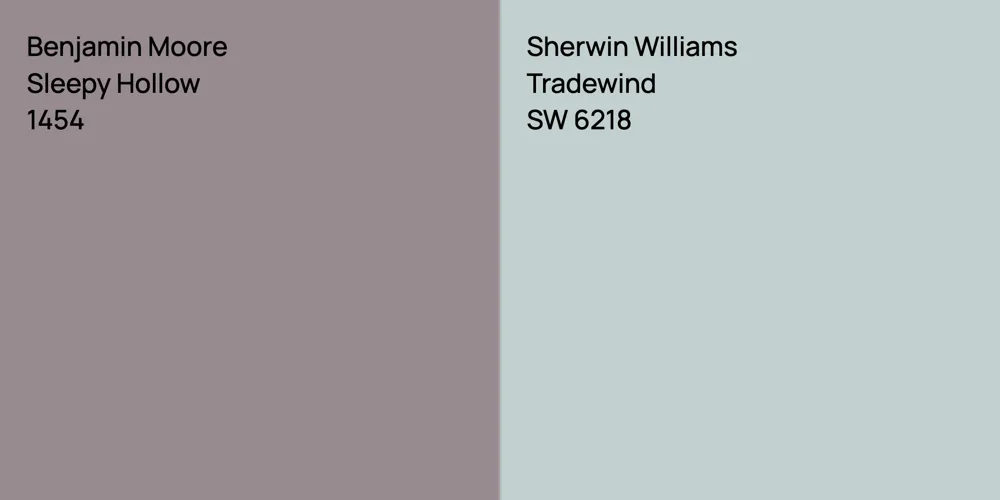 Benjamin Moore Sleepy Hollow vs. Sherwin Williams Tradewind comparison