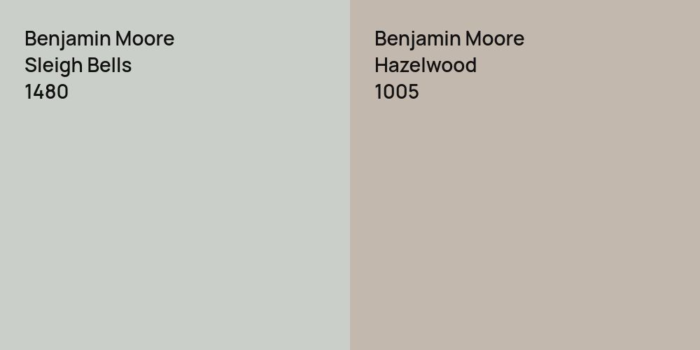 Benjamin Moore Sleigh Bells vs. Benjamin Moore Hazelwood comparison