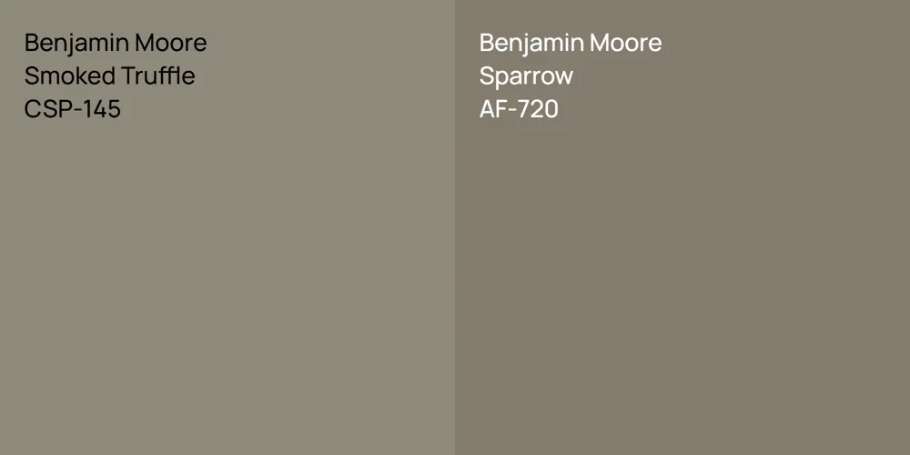 Benjamin Moore Smoked Truffle vs. Benjamin Moore Sparrow comparison