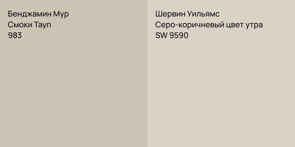 Benjamin Moore Smokey Taupe vs. Sherwin Williams Taupe of the Morning comparison