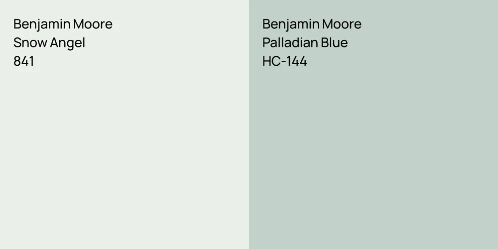 Benjamin Moore Snow Angel vs. Benjamin Moore Palladian Blue comparison