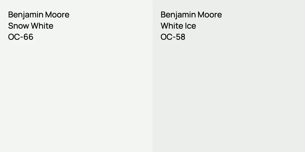 Benjamin Moore Snow White vs. Benjamin Moore White Ice comparison