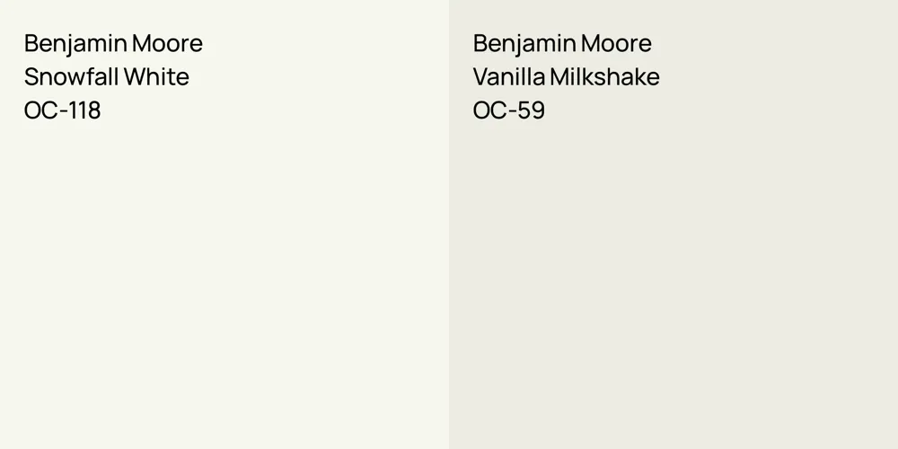 Benjamin Moore Snowfall White vs. Benjamin Moore Vanilla Milkshake comparison