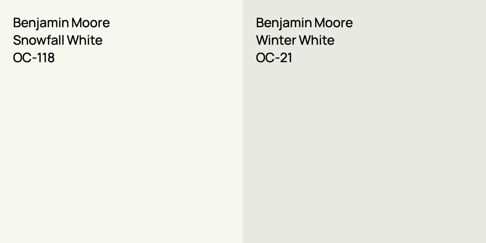 Benjamin Moore Snowfall White vs. Benjamin Moore Winter White comparison