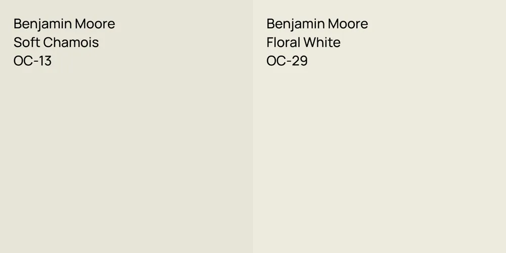 Benjamin Moore Soft Chamois vs. Benjamin Moore Floral White comparison