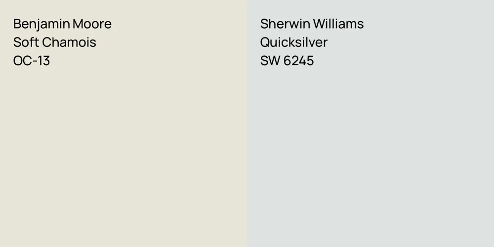 Benjamin Moore Soft Chamois vs. Sherwin Williams Quicksilver comparison