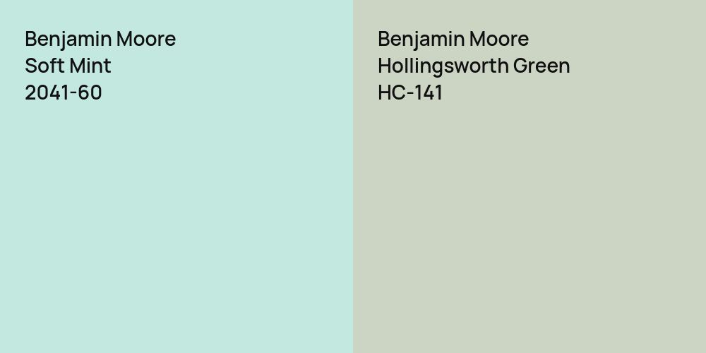 Benjamin Moore Soft Mint vs. Benjamin Moore Hollingsworth Green comparison