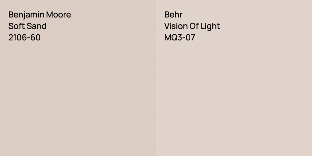 Benjamin Moore Soft Sand vs. Behr Vision Of Light comparison