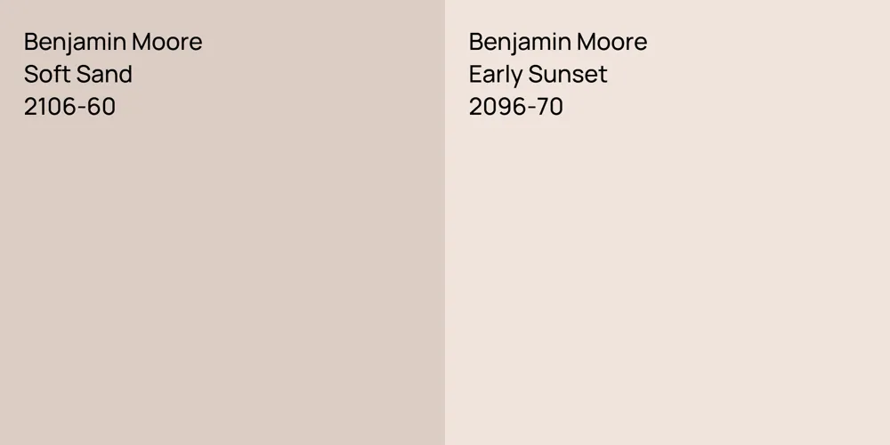 Benjamin Moore Soft Sand vs. Benjamin Moore Early Sunset comparison
