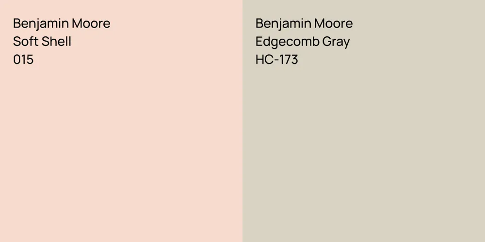 Benjamin Moore Soft Shell vs. Benjamin Moore Edgecomb Gray comparison