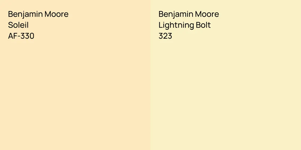 Benjamin Moore Soleil vs. Benjamin Moore Lightning Bolt comparison
