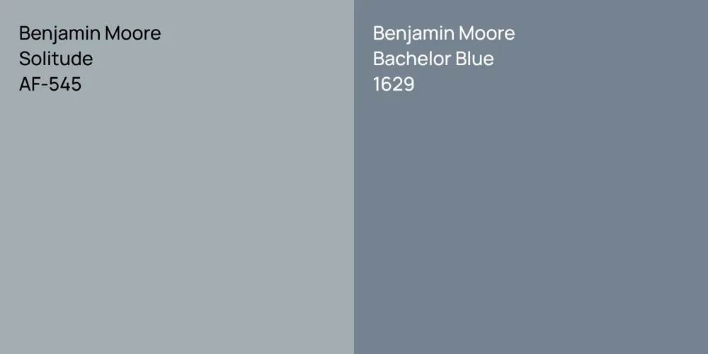 Benjamin Moore Solitude vs. Benjamin Moore Bachelor Blue comparison