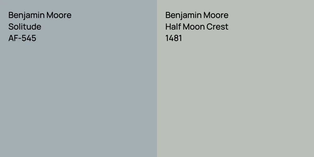 Benjamin Moore Solitude vs. Benjamin Moore Half Moon Crest comparison