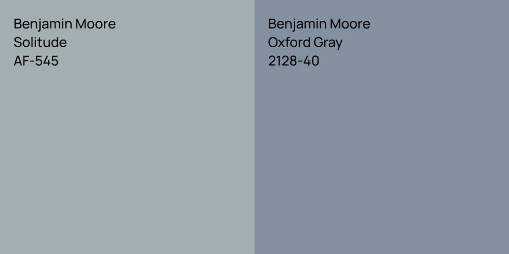Benjamin Moore Solitude vs. Benjamin Moore Oxford Gray comparison