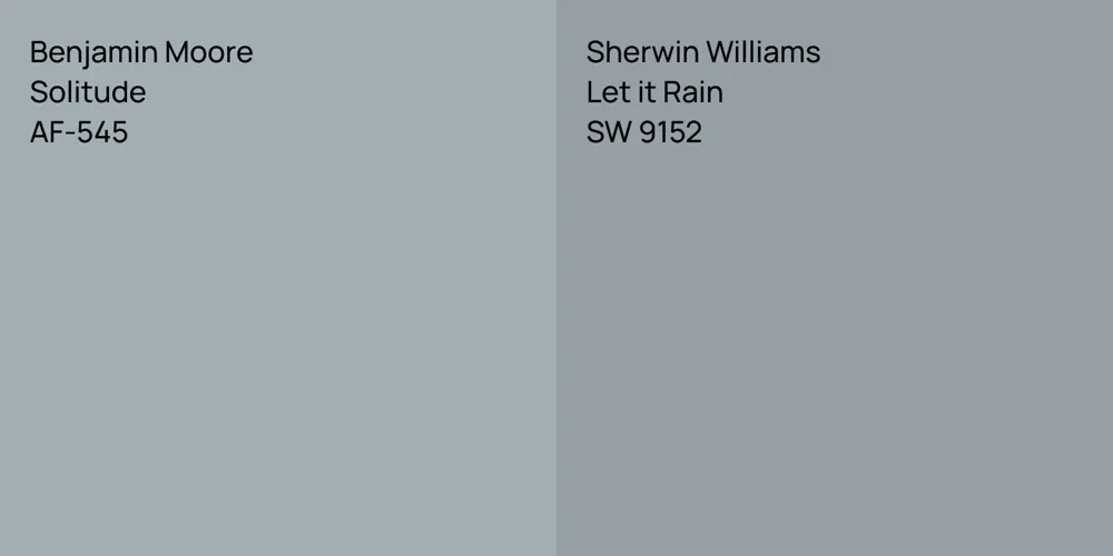 Benjamin Moore Solitude vs. Sherwin Williams Let it Rain comparison