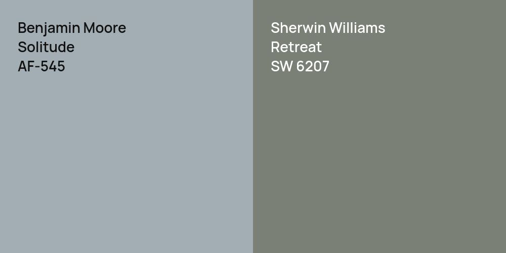 Benjamin Moore Solitude vs. Sherwin Williams Retreat comparison