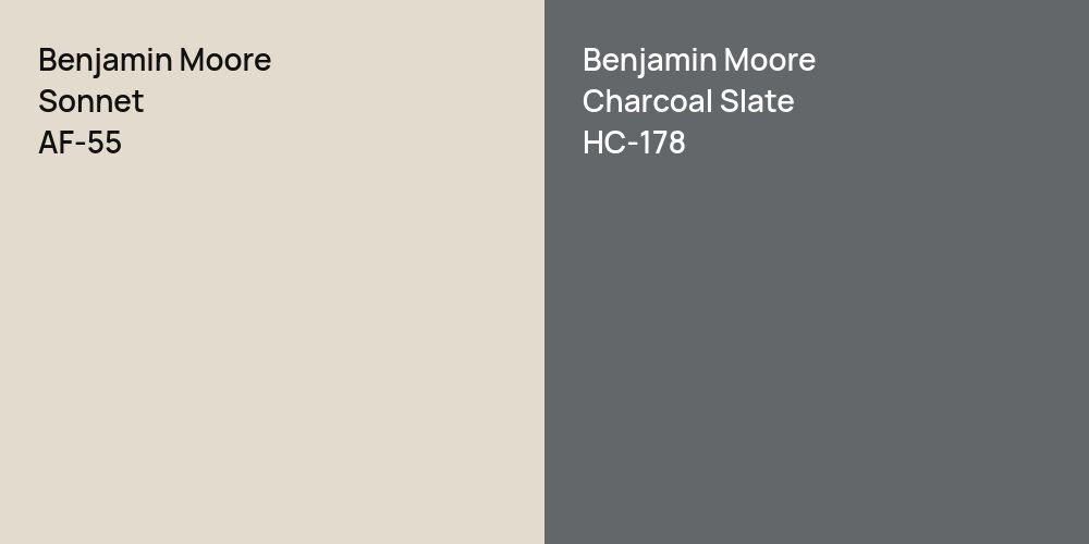 Benjamin Moore Sonnet vs. Benjamin Moore Charcoal Slate comparison