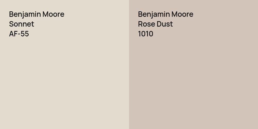 Benjamin Moore Sonnet vs. Benjamin Moore Rose Dust comparison