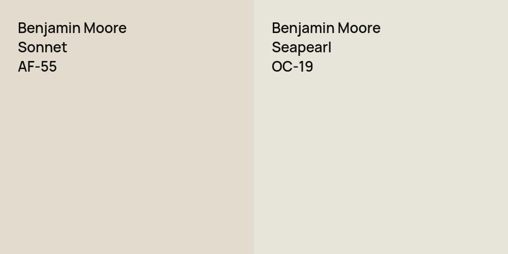 Benjamin Moore Sonnet vs. Benjamin Moore Seapearl comparison