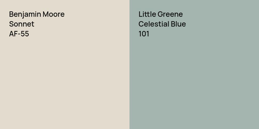Benjamin Moore Sonnet vs. Little Greene Celestial Blue comparison