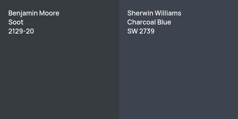 Benjamin Moore Soot vs. Sherwin Williams Charcoal Blue comparison