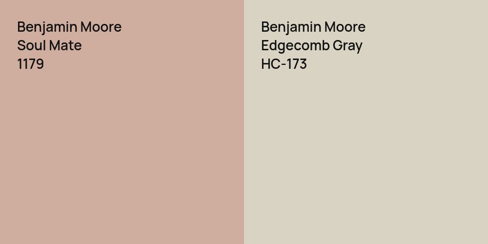Benjamin Moore Soul Mate vs. Benjamin Moore Edgecomb Gray comparison