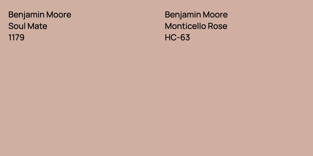Benjamin Moore Soul Mate vs. Benjamin Moore Monticello Rose comparison