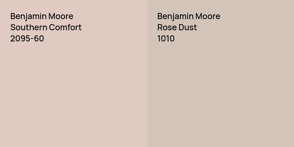 Benjamin Moore Southern Comfort vs. Benjamin Moore Rose Dust comparison