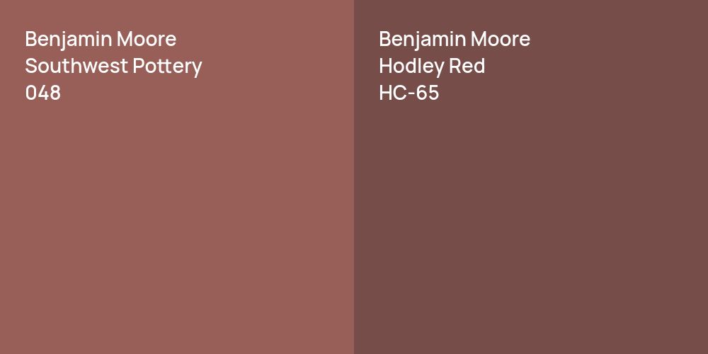Benjamin Moore Southwest Pottery vs. Benjamin Moore Hodley Red comparison
