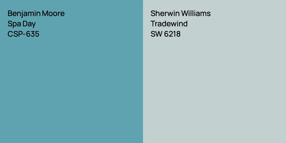 Benjamin Moore Spa Day vs. Sherwin Williams Tradewind comparison