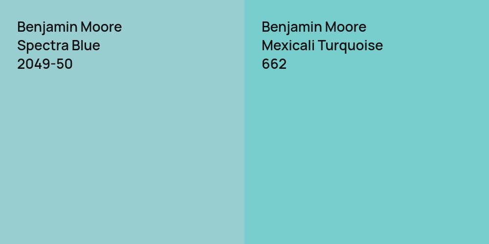 Benjamin Moore Spectra Blue vs. Benjamin Moore Mexicali Turquoise ...