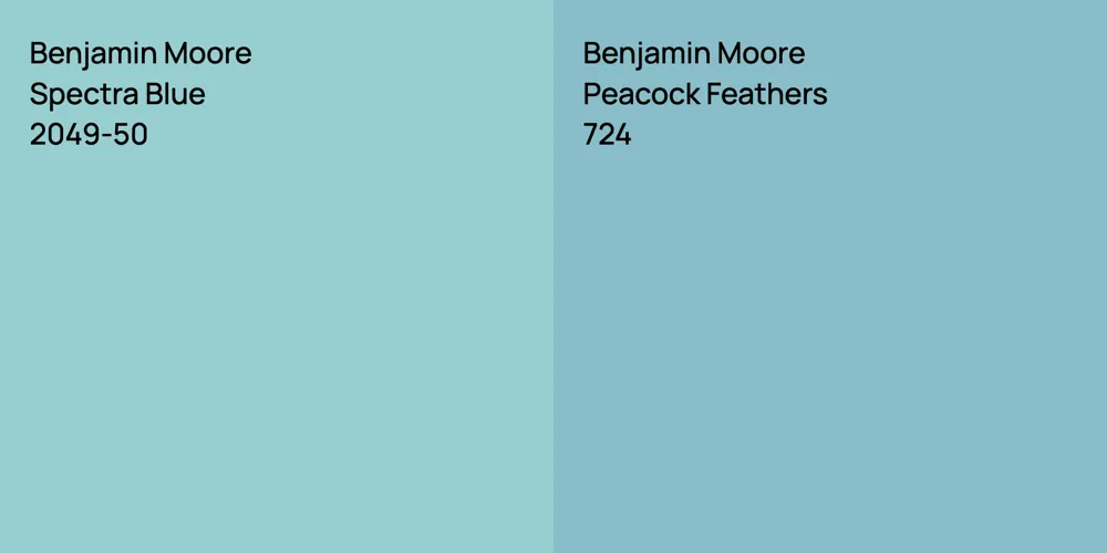 Benjamin Moore Spectra Blue vs. Benjamin Moore Peacock Feathers comparison