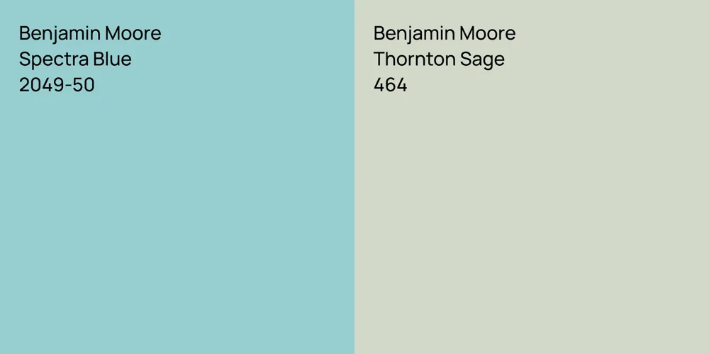 Benjamin Moore Spectra Blue vs. Benjamin Moore Thornton Sage comparison